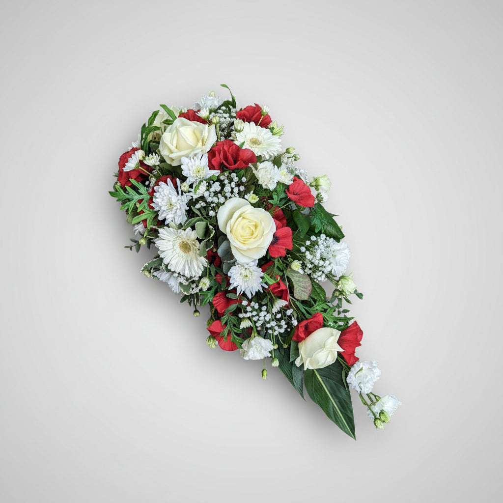 Single Ended Spray | Whites & Faux Poppies – Les Fleurs Florist